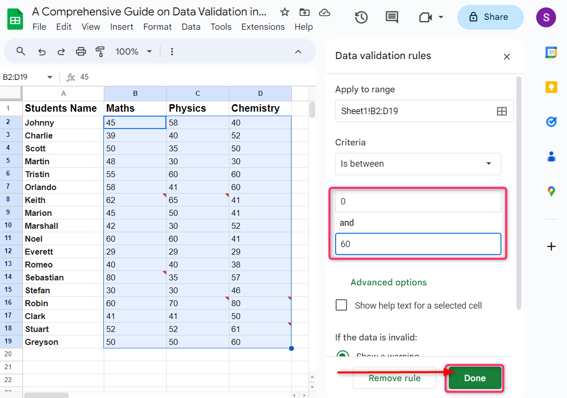 A Comprehensive Guide on Data Validation in Google Sheets | Liberian Geek